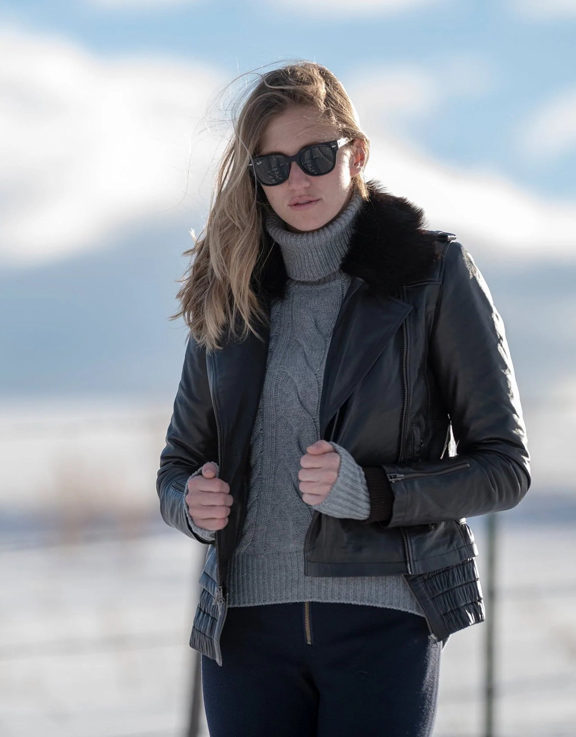 Women's Alpine Waterproof Leather Bomber Jacket – Alps & Meters