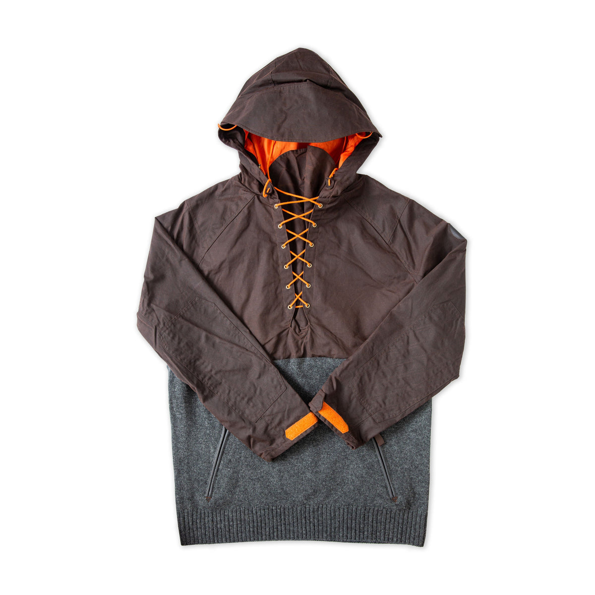 Men's Recycled Hybrid Pullover Jacket - Wool and Waxed Cotton Pullover ...