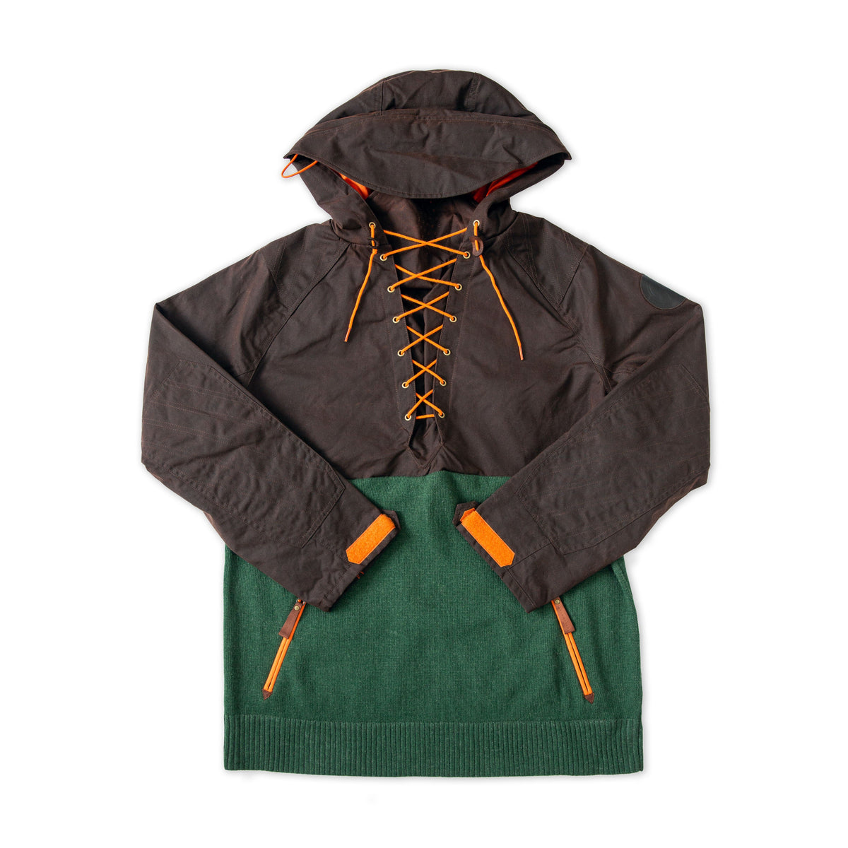 Men's Recycled Hybrid Pullover Jacket - Wool and Waxed Cotton Pullover ...
