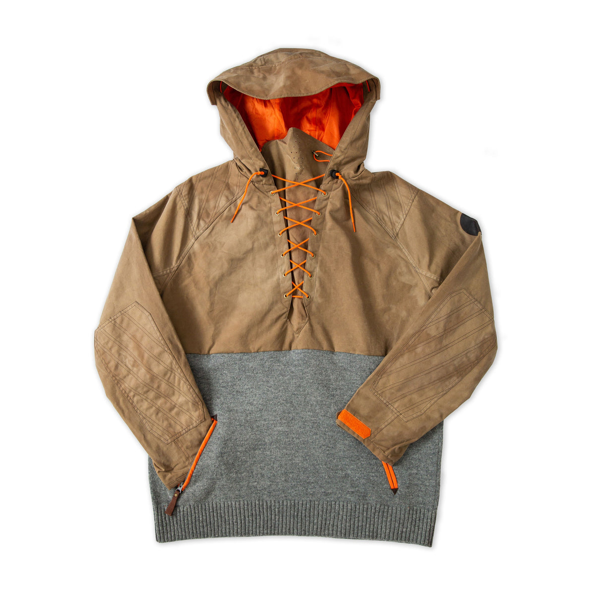 Men's Recycled Hybrid Pullover Jacket - Wool and Waxed Cotton Pullover ...