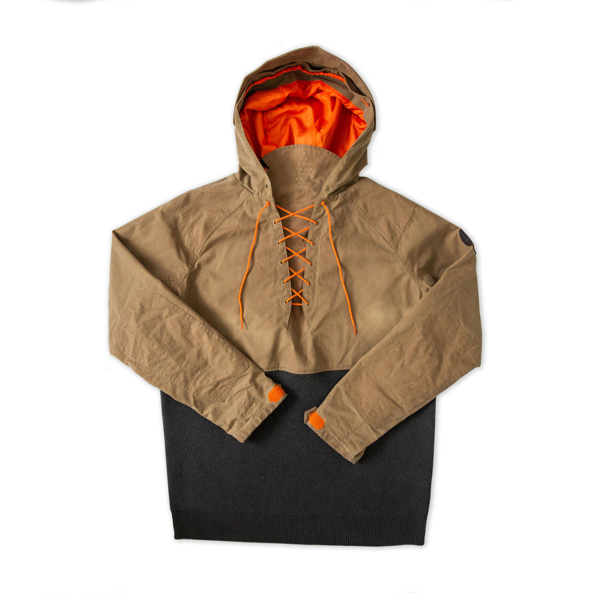 Men's Recycled Hybrid Pullover Jacket - Wool and Waxed Cotton Pullover ...