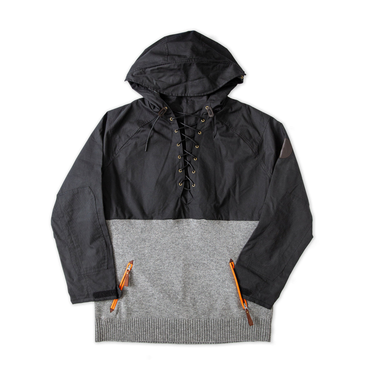 Men's Recycled Hybrid Pullover Jacket - Wool and Waxed Cotton Pullover ...