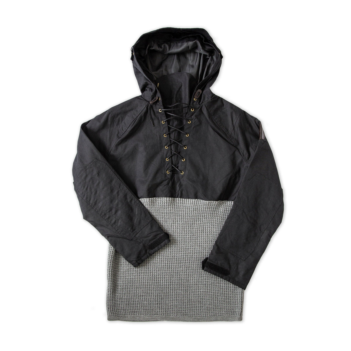 Men's Recycled Hybrid Pullover Jacket - Wool and Waxed Cotton Pullover ...